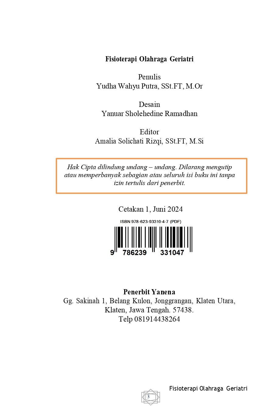 Fisioterapi Olahraga Geriatri | Publikasi Dosen